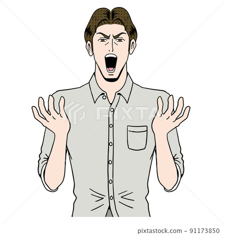 Angry man of American comics touch - Stock Illustration [91173850] - PIXTA