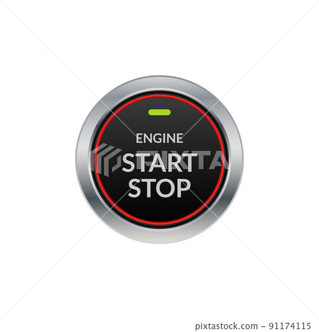 Car engine start stop button ignition. Push... - Stock Illustration [91174115] - PIXTA
