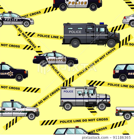 Police and sheriff cars seamless pattern - Stock Illustration [91186365 ...