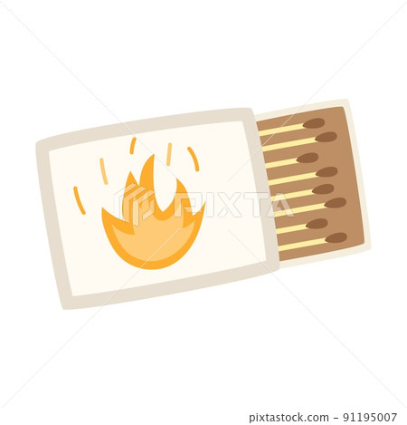 A matchbox with matches. Camping igniter. A... - Stock Illustration ...