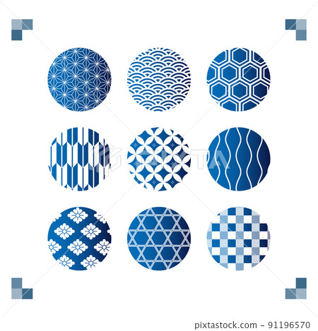 Japanese pattern set blue - Stock Illustration [91196570] - PIXTA