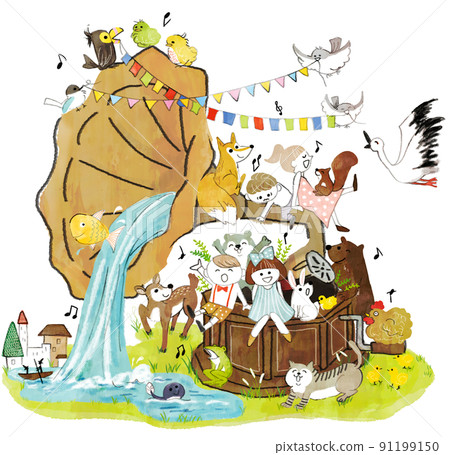 Animals chorusing at a forest concert - Stock Illustration [91199150 ...
