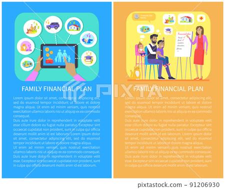 Family Financial Planning Set Vector Illustration - Stock Illustration ...