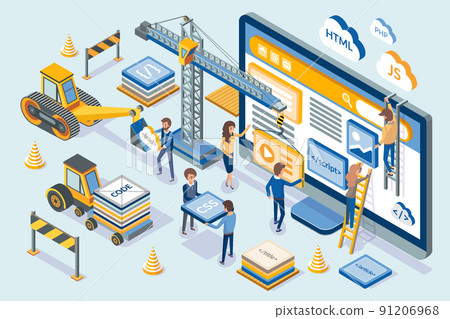 Web Development People Set Vector Illustration - Stock Illustration ...