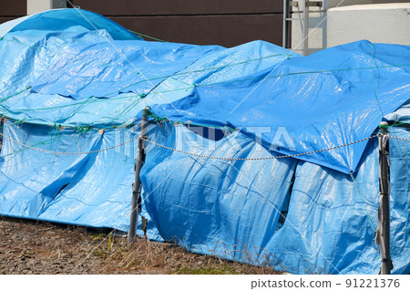 Sheet, outdoor, blue sheet, rain shield, rain... - Stock Photo ...