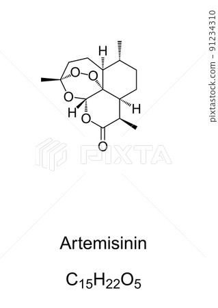 Artemisinin, chemical formula and structure.... - Stock Illustration ...