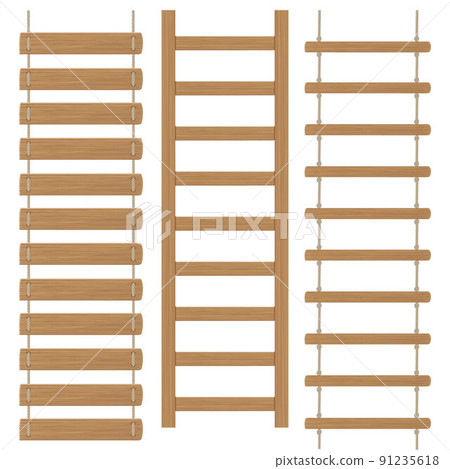 Three rope ladders isolated on a white... - Stock Illustration ...