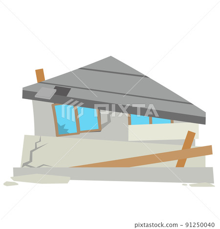 Collapsed two-story house icon illustration - Stock Illustration ...
