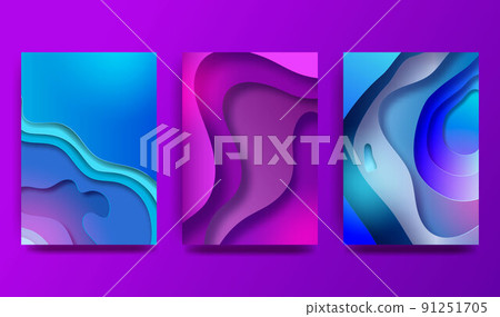 A4 abstract colored 3d paper illustration set.... - Stock Illustration ...