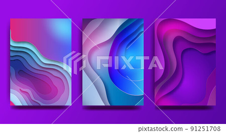 A4 abstract colored 3d paper illustration set.... - Stock Illustration ...