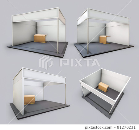 White and Blank Booth.,3d render isolated on... - Stock Illustration ...