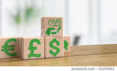 wood cube and money symbol for business concept... - Stock Illustration ...
