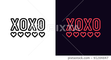 Outline XOXO icon, with editable stroke. XOXO...-插圖素材 [91284847] - PIXTA圖庫