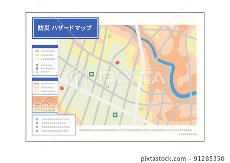 Hazard map, disaster prevention map illustration - Stock Illustration ...