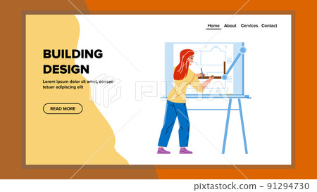 Building Design Developing Woman Architect Vector - Stock Illustration ...