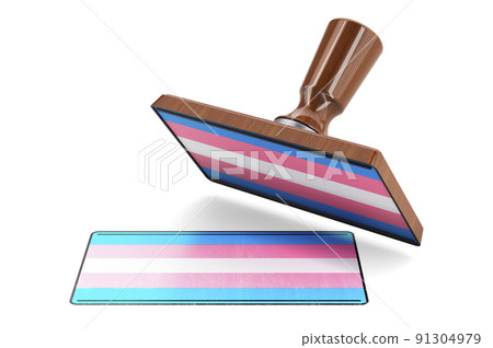 Wooden stamper, seal with transgender flag, 3D... - Stock Illustration ...