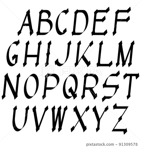Modern gothic style font.Italic vector typeset... - Stock Illustration ...