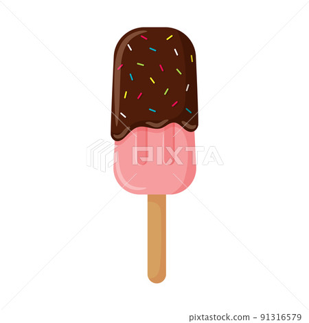 Ice cream on a stick, pink popsicle with... - Stock Illustration ...