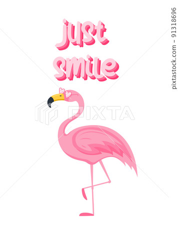 Cute beautiful pink flamingo with pink... - Stock Illustration ...
