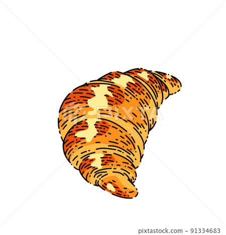 croissant bread sketch hand drawn vector - Stock Illustration [91334683 ...