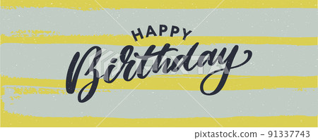 Happy Birthday lettering text banner, black... - Stock Illustration ...