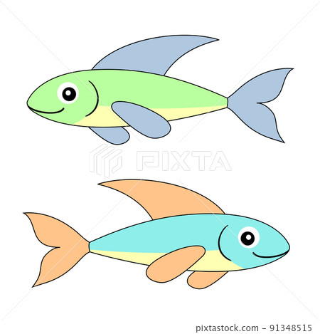 Fish. Bright stylized cartoon aquarium fish.... - Stock Illustration ...