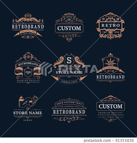 Vintage Store Logos Set - Stock Illustration [91353838] - PIXTA