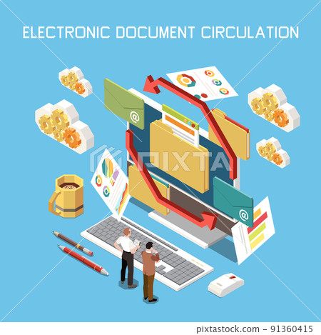Electronic Documents Circulation Composition - Stock Illustration ...