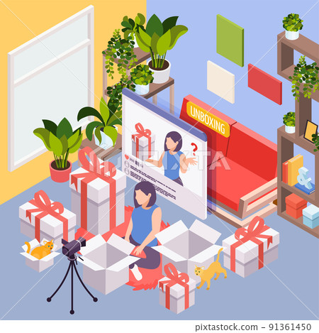 Unboxing Isometric Background - Stock Illustration [91361450] - PIXTA