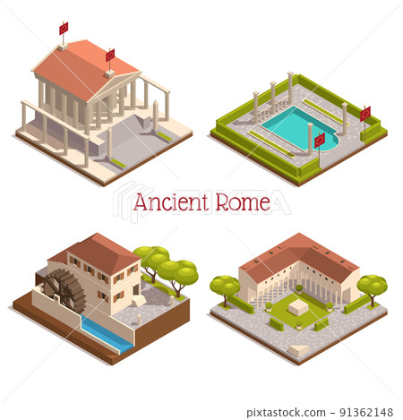 Ancient Rome Isometric Set - Stock Illustration [91362148] - PIXTA