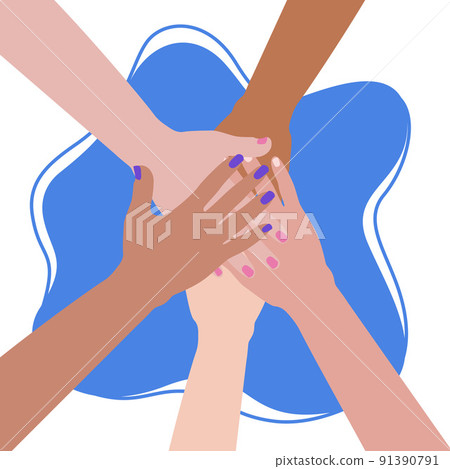 People putting their hands together. Unity and... - Stock Illustration [91390791] - PIXTA