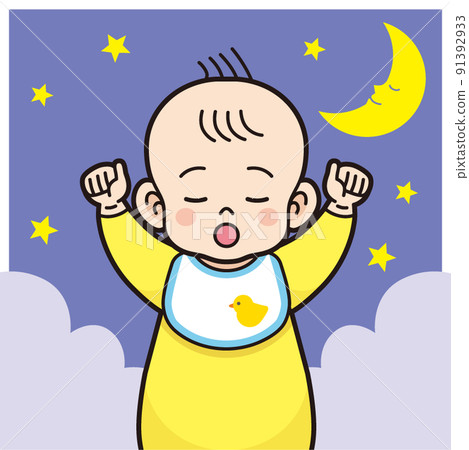 Sleeping baby with contour line - Stock Illustration [91392933] - PIXTA