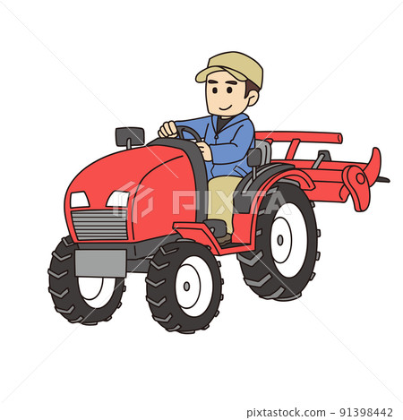 Male farmer driving a tractor - Stock Illustration [91398442] - PIXTA