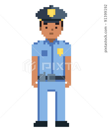 Policeman pixel game style illustration. Cop... - Stock Illustration ...