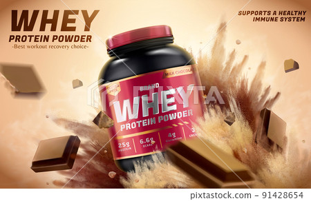 Whey protein powder banner ad - Stock Illustration [91428654] - PIXTA