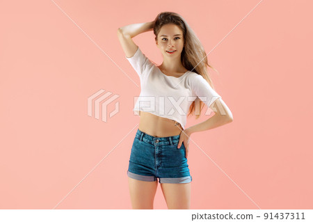 Portrait of beautiful young girl posing in... - Stock Photo [91437311 ...