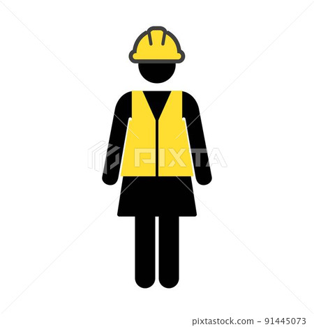Safety worker icon vector female construction... - Stock Illustration ...