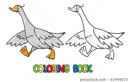 Funny goose. Farm animals coloring book series - Stock Illustration ...