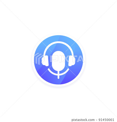 Podcast icon for app with headset and mike-插圖素材 [91450001] - PIXTA圖庫