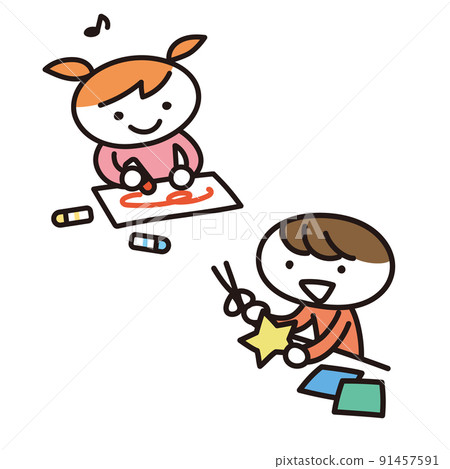 Illustrations of children making things - Stock Illustration [91457591 ...