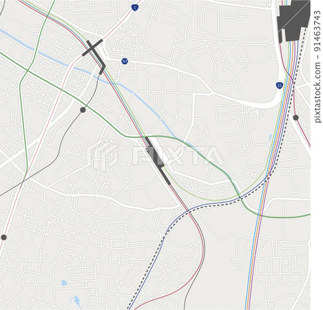 Osaki Station radius 1km Map_No characters - Stock Illustration ...