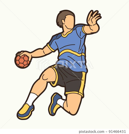 Handball Sport Male Player Action Cartoon... - Stock Illustration ...