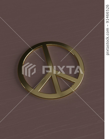 3D illustration, golden peace symbol on the... - Stock Illustration ...