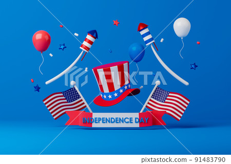 3d rendering USA independence day illustration. - Stock Illustration ...