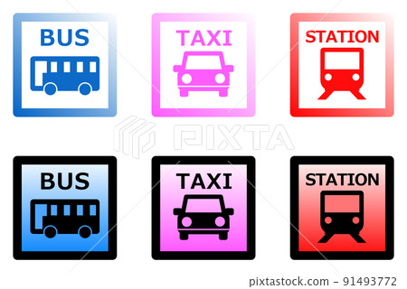 Colorful signboards displaying public transport... - Stock Illustration ...