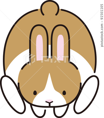 Rabbit curled up facing the front (brown) - Stock Illustration ...