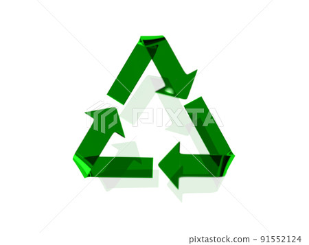 Three-dimensional green glass recycling mark 3D... - Stock Illustration ...