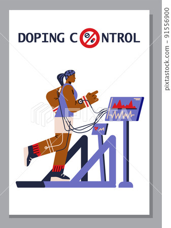 Doping control poster, woman running on... - Stock Illustration ...