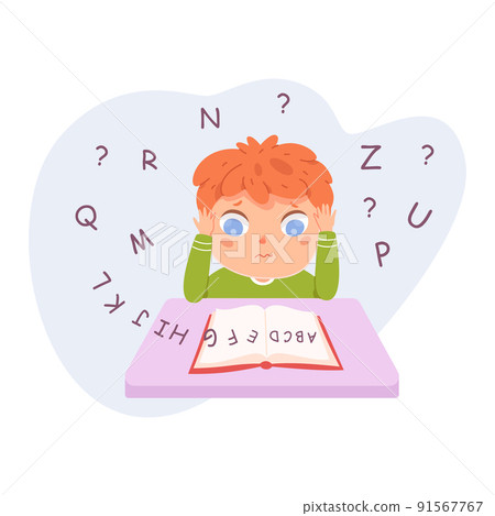 Difficulty in learning, reading and spelling of... - Stock Illustration ...