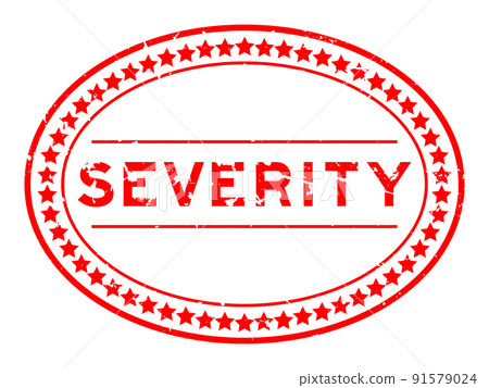 Grunge red severity word oval rubber seal stamp... - Stock Illustration ...